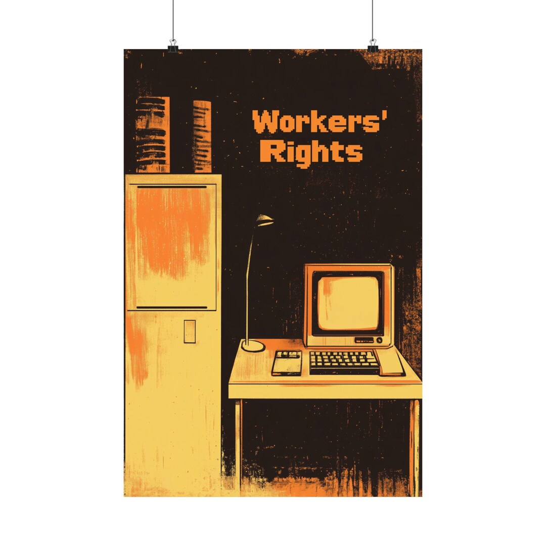 8-bit Workers' Rights Poster Wall Art Retro Style Poster Support Labor ...