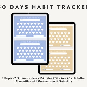 Monthly Habit Tracker, Habit Tracker Printable, 30 Days Habits Tracker ...