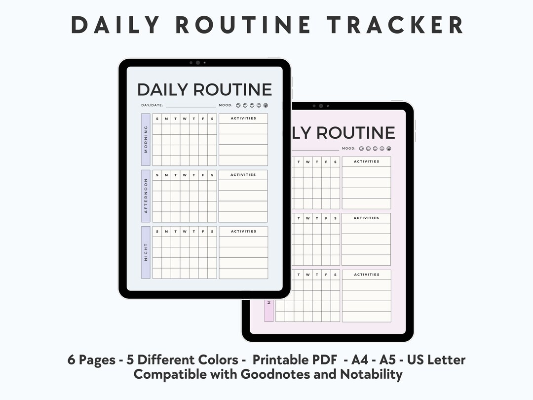 Daily Routine, Routine Tracker, Daily Tracker, Daily Routine Printable ...