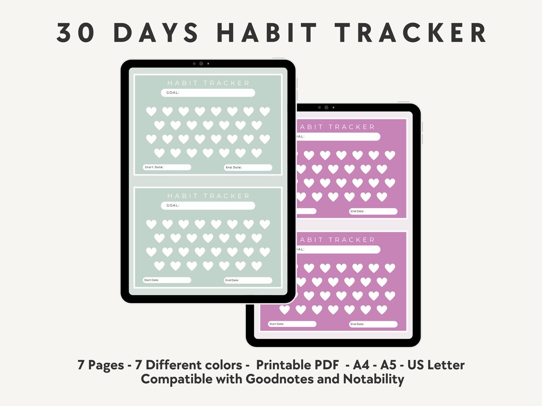 Monthly Habit Tracker, Habit Tracker Printable, 30 Days Habits Tracker ...
