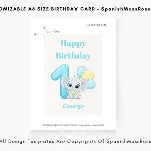 Custom Little Boy Name Digital Birthday Card Printable and Digital ...