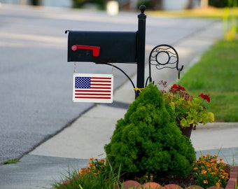 Wavy American Flag Metal House Sign 1-sided | Patriotic Home Decor ...