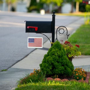 American Flag Metal Mailbox Sign 2-sided | Patriotic Decor | USA Sign ...