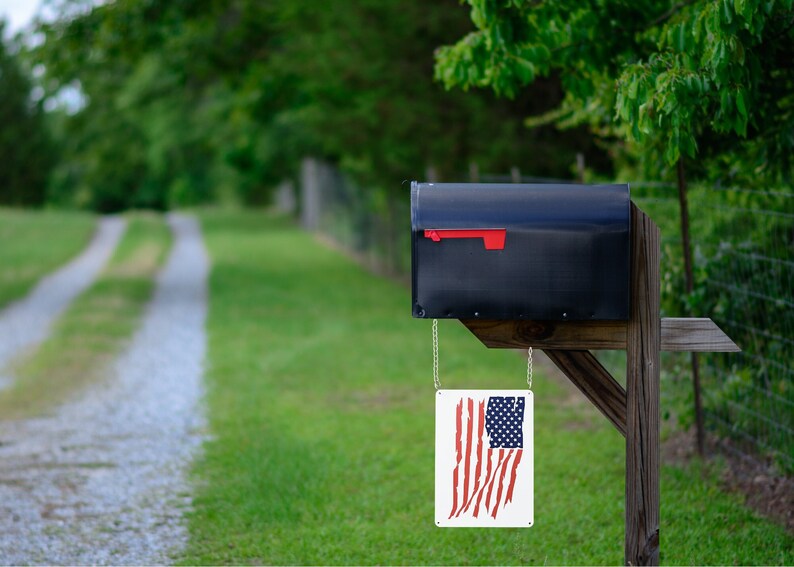 Wavy American Flag Metal Mailbox Sign 2-sided | Patriotic Decor | USA ...