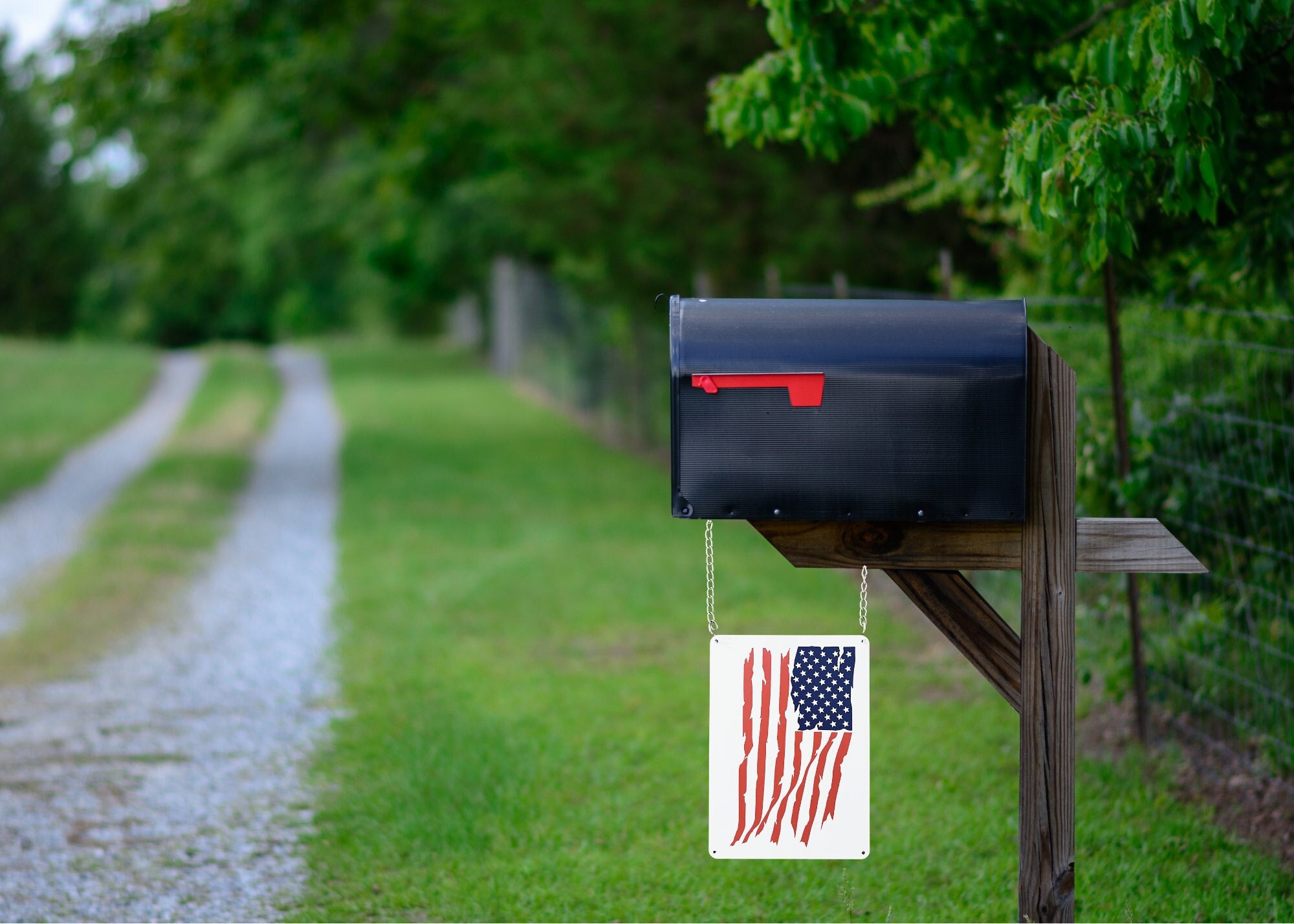 Wavy American Flag Metal Mailbox Sign 2-sided | Patriotic Decor | USA ...