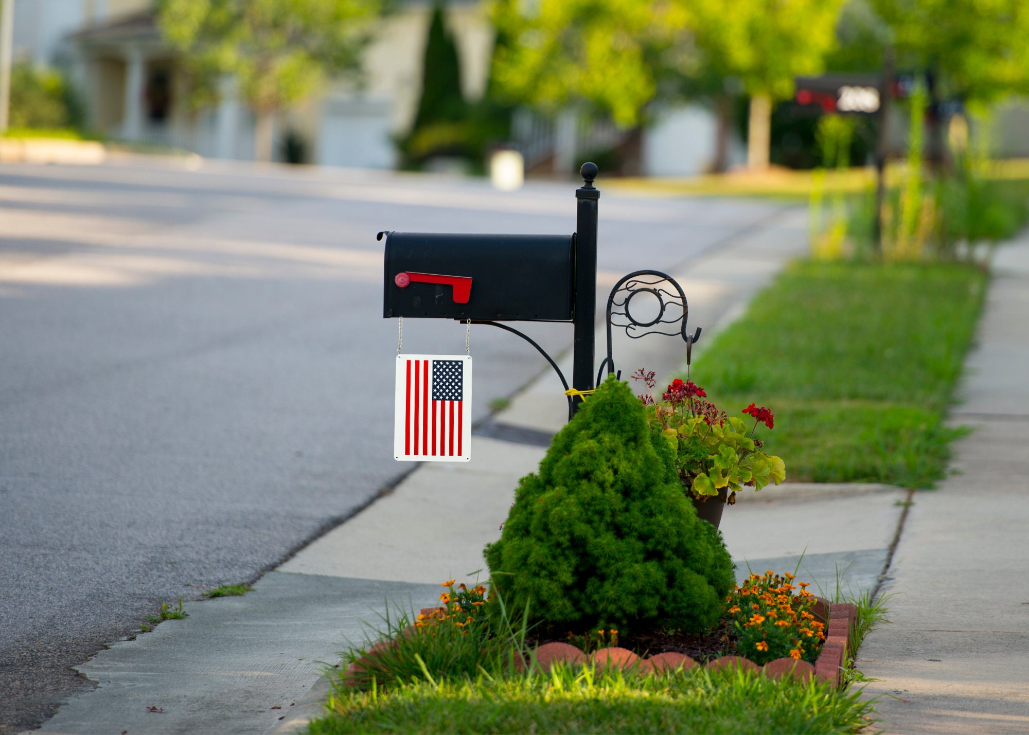 American Flag Metal Mailbox Sign 2-sided | Patriotic Decor | USA Sign ...