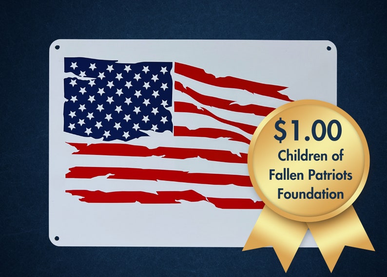Wavy American Flag Metal House Sign 1-sided | Patriotic Home Decor ...