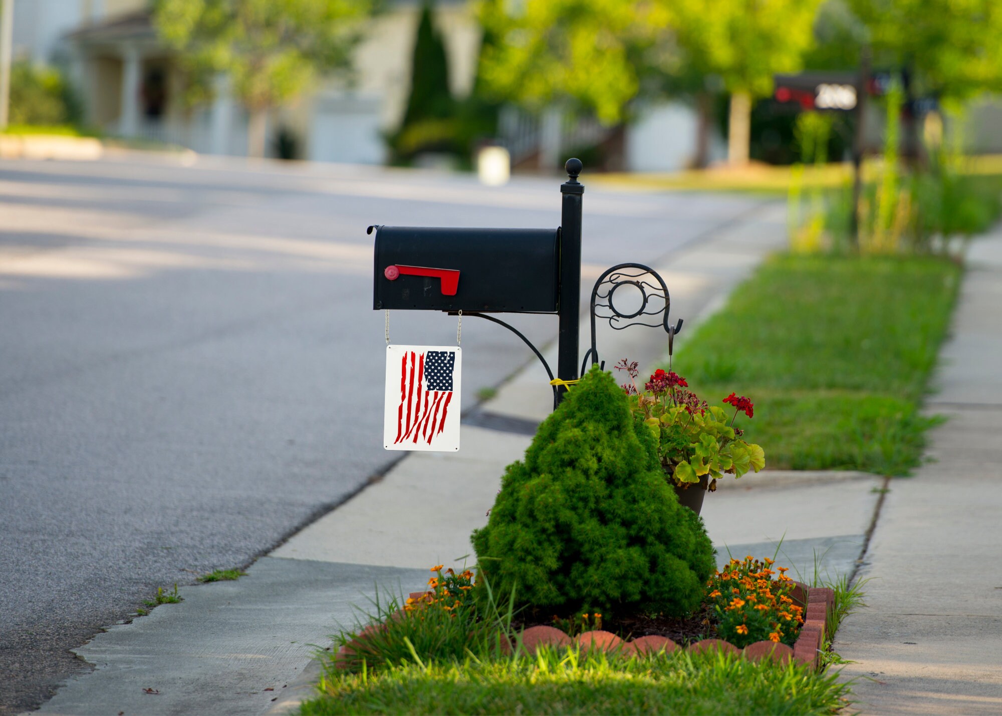 Wavy American Flag Metal Mailbox Sign 2-sided | Patriotic Decor | USA ...