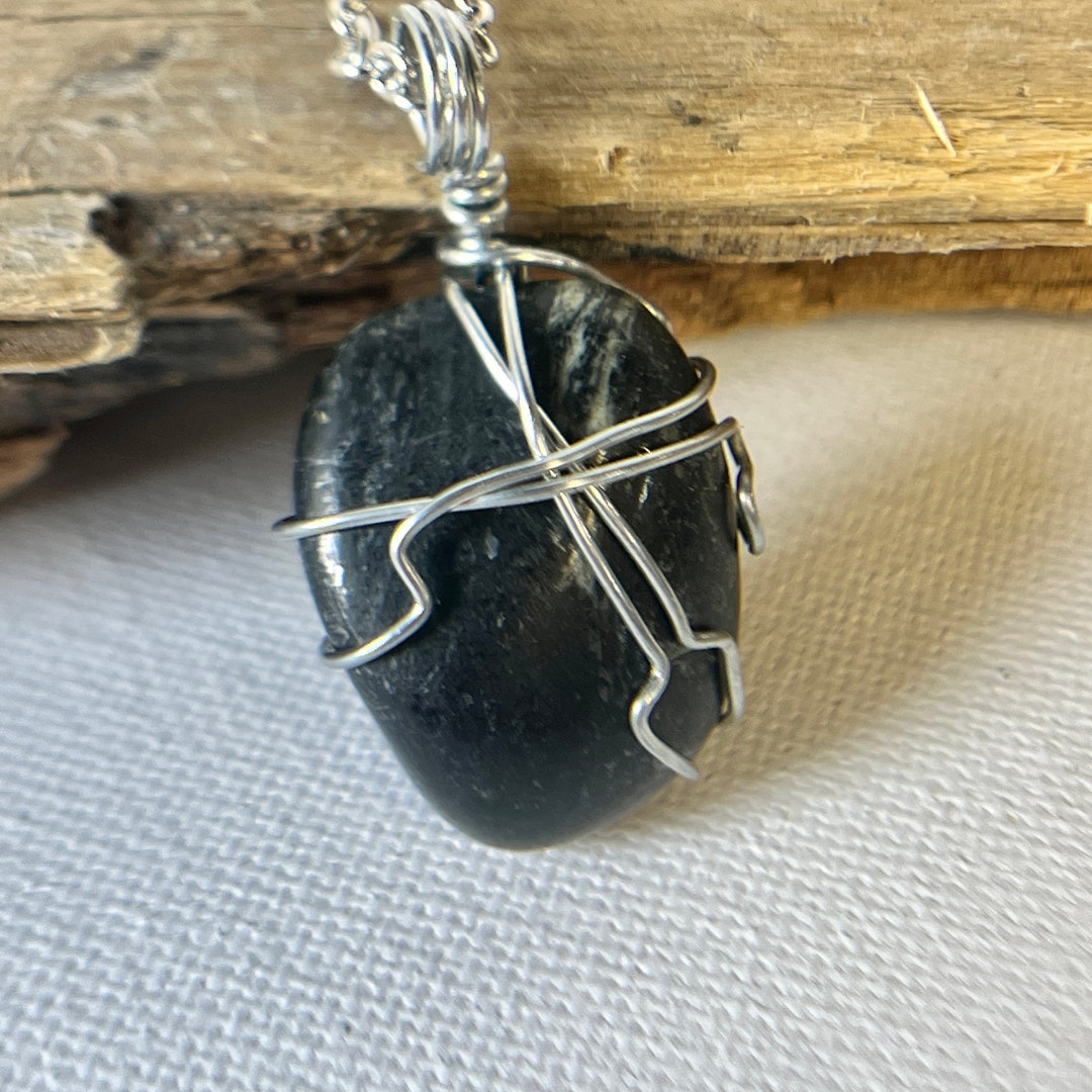 Basalt (lava Stone) Pendant Necklace. Handmade Minnesota Wire Wrapped ...