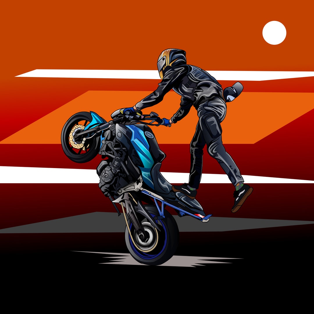 WHEELIE CARTOON DRAWING Poster - Etsy