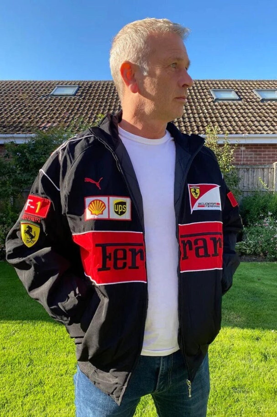 F1 Ferrari Jacket, Ferrari Bomber Jacket Style Formula 1 Racing RARE ...