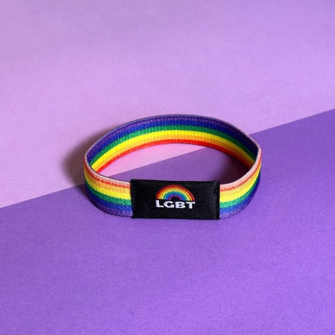 Stretchy LGBT Rainbow Bracelet Pride Love Cuff Bracelet LGBTQ Bracelet ...