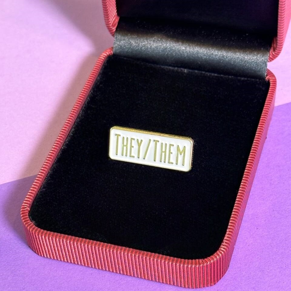 Pronouns Enamel Pin They Them Pin He Him Pin She Her Pin LGBTQ Pin Pride Pin LGBT Badge Enamel ...