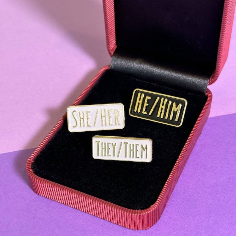 Pronouns Enamel Pin They Them Pin He Him Pin She Her Pin LGBTQ Pin Pride Pin LGBT Badge Enamel ...