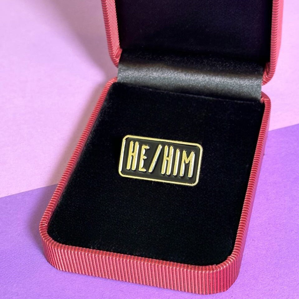 Pronouns Enamel Pin They Them Pin He Him Pin She Her Pin LGBTQ Pin Pride Pin LGBT Badge Enamel ...