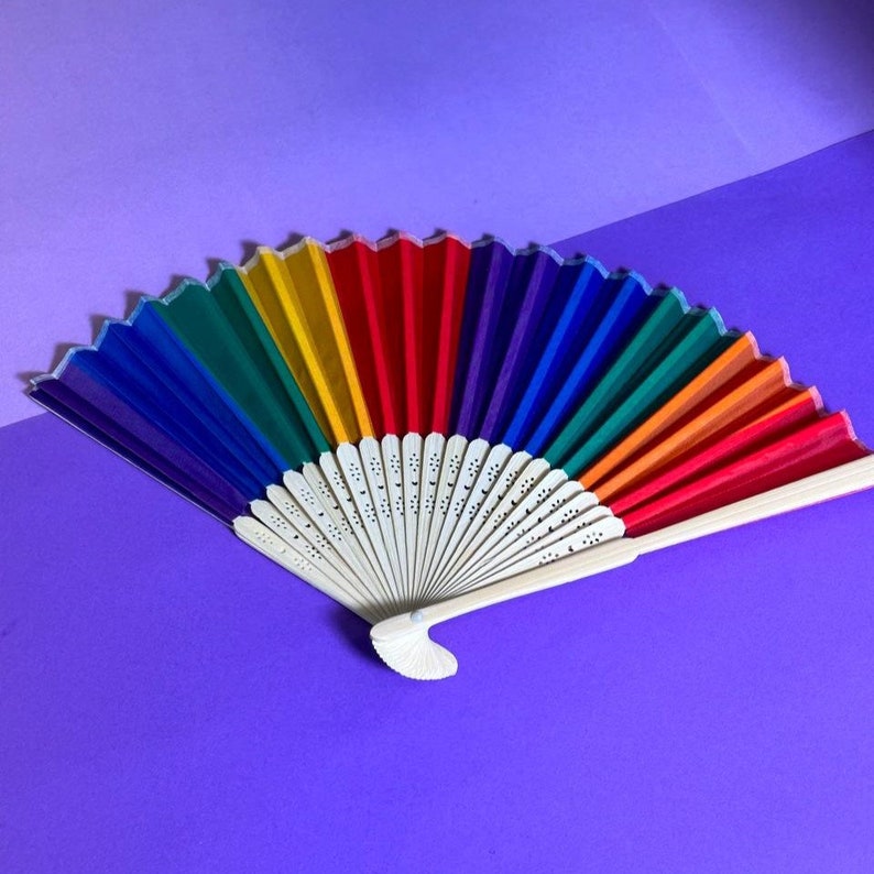 Rainbow Folding Hand Fan Pride Folding Hand Fan LGBTQ Handheld Fan LGBT ...