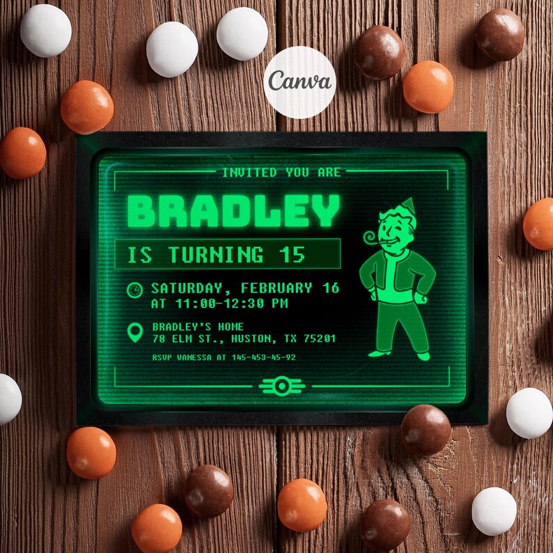 Fallout Birthday Invitation, Printable Invitation, Party Invite ...