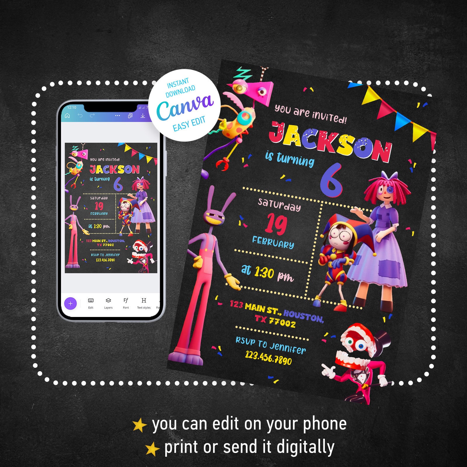 Printable the Amazing Digital Circus Invitation, Editable Digital ...