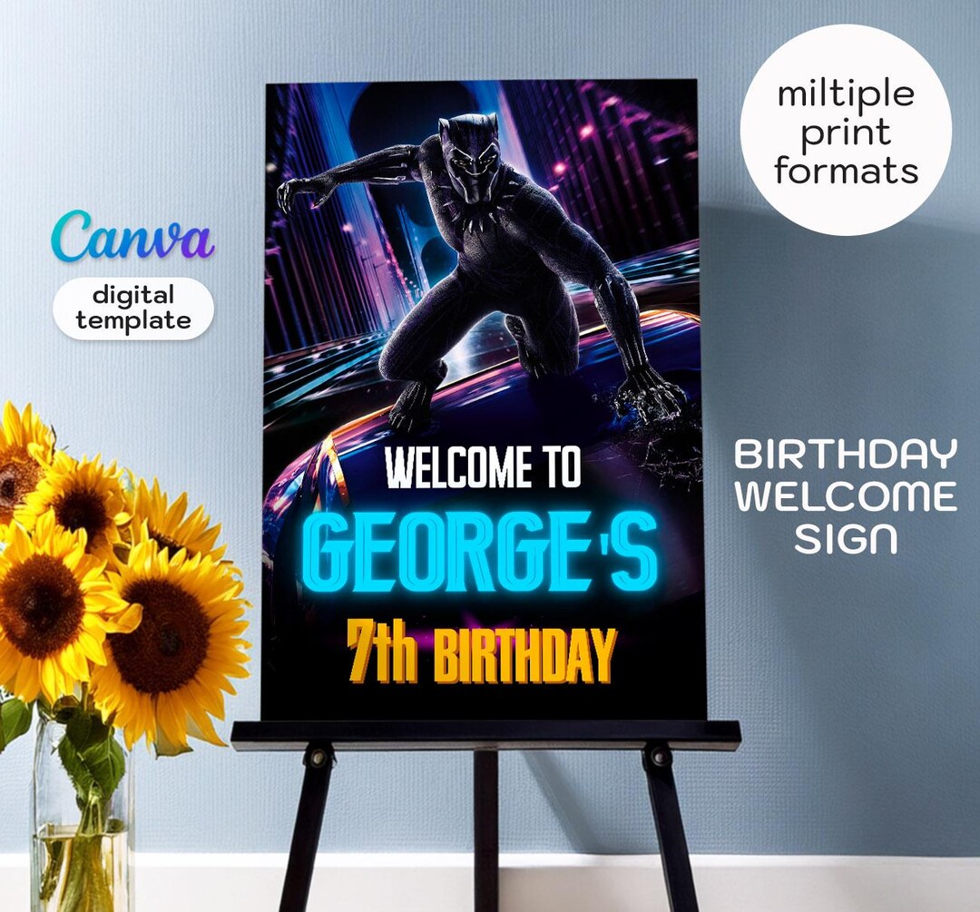 Black Panther Birthday Welcome Sign, Wakanda Forever Welcome In ...