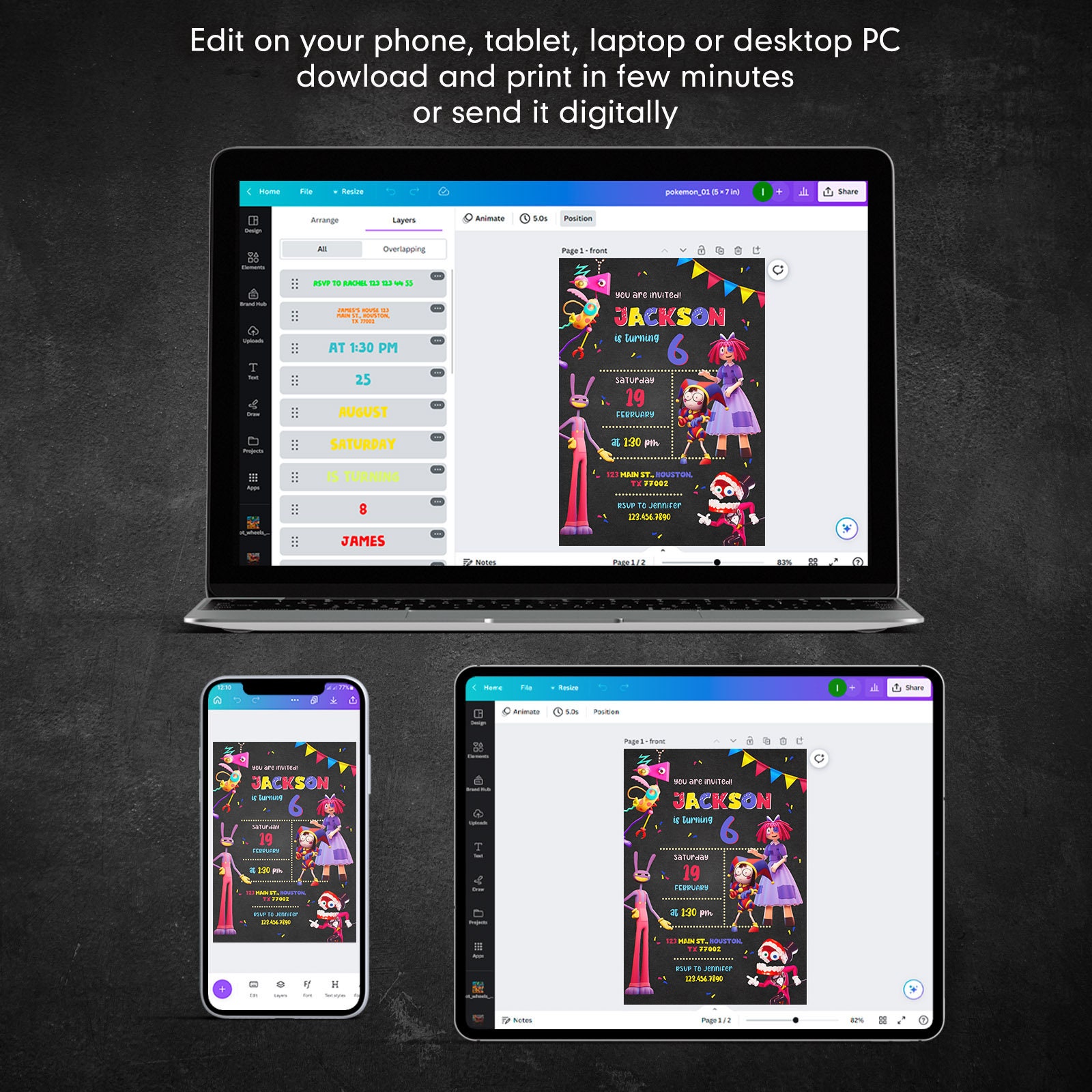 Printable the Amazing Digital Circus Invitation, Editable Digital ...
