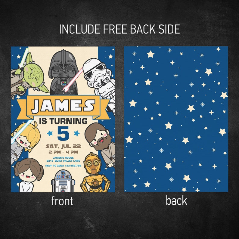 Printable Birthday Invitation, Star Invite, Wars Invitation, Darth ...