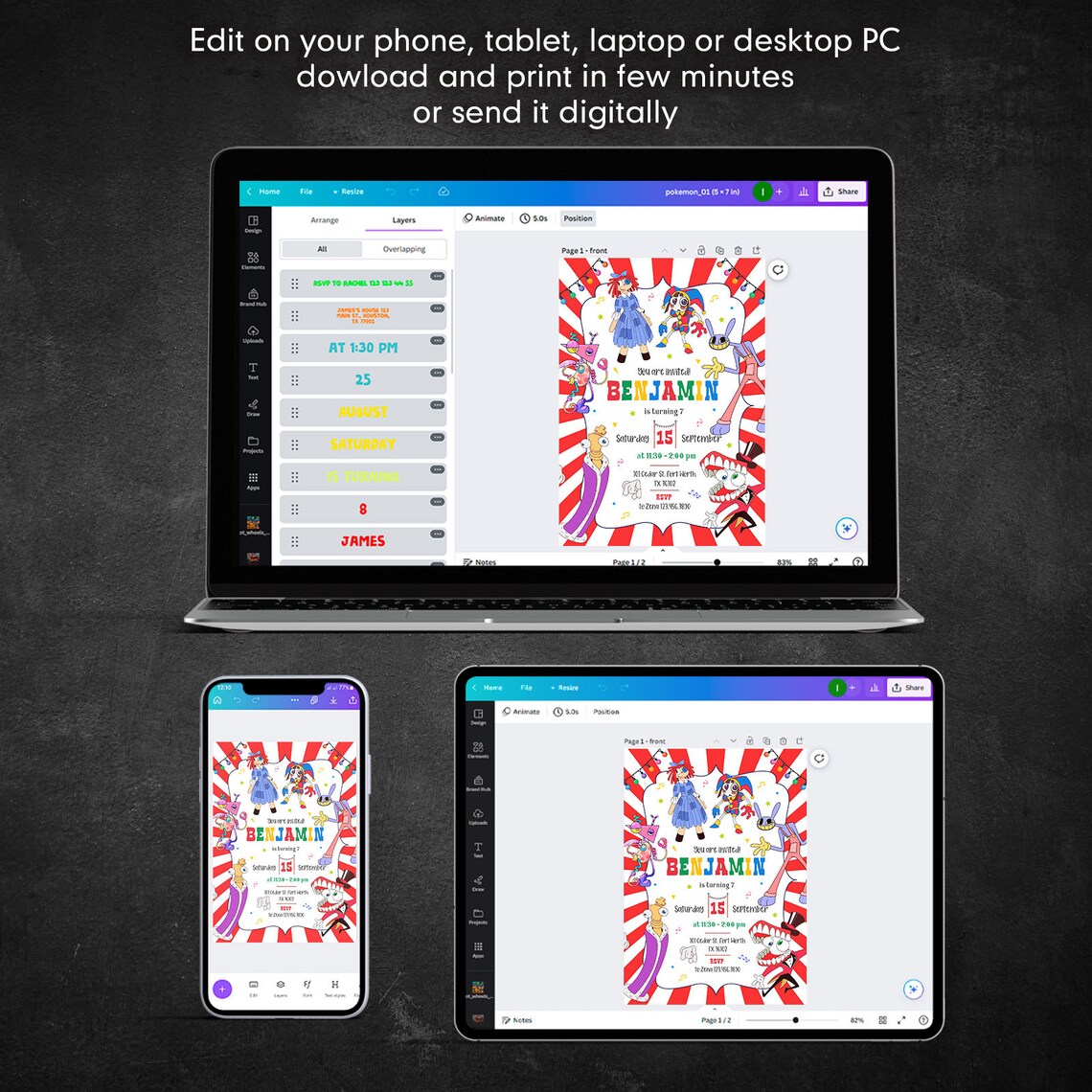 Printable the Amazing Digital Circus Invitation, Editable Digital ...