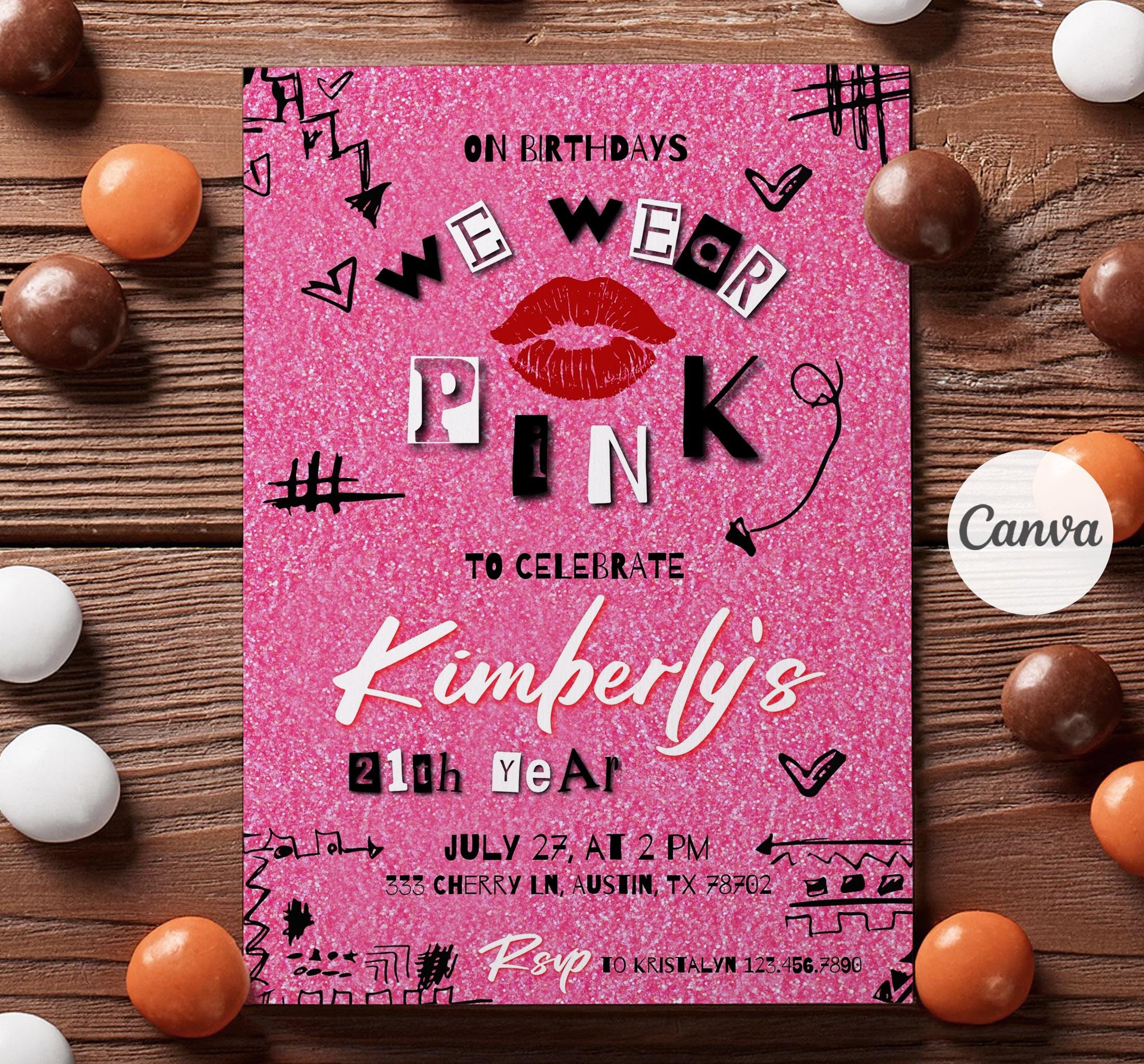 Printable Mean Girls Invitation Birthday, Editable Invitation ...