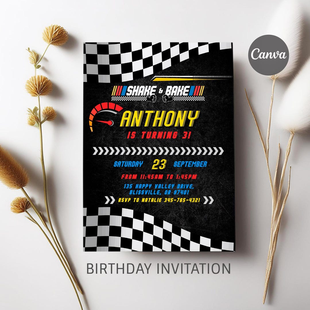 Nascar Party, Shake N Bake Birthday, Ricky Bobby, Boy Racing Invitation ...