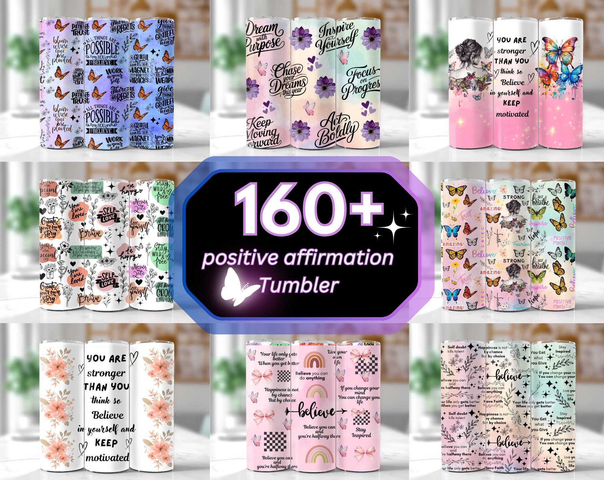 160+ Positive Affirmation Tumbler Wrap Bundle, Positive Quotes ...