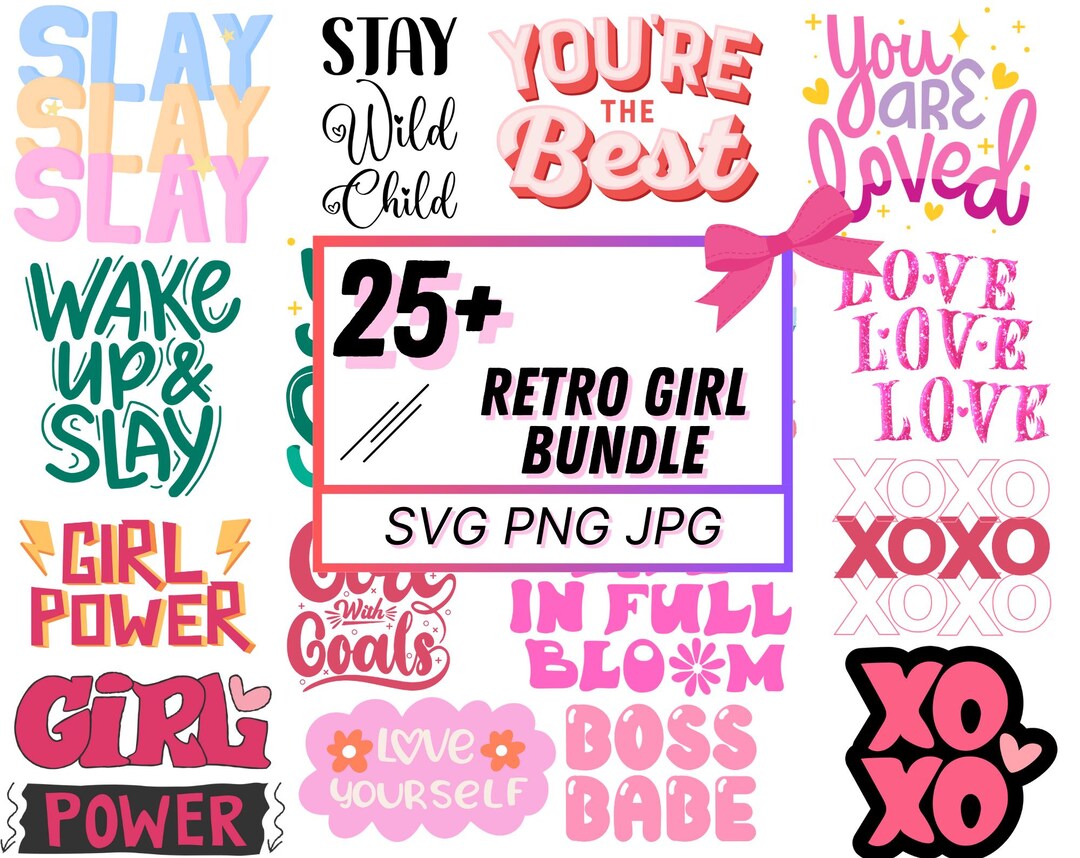 Retro Little Girl Svg Bundle, Little Girl Svg, Retro Designs Svg, Retro ...