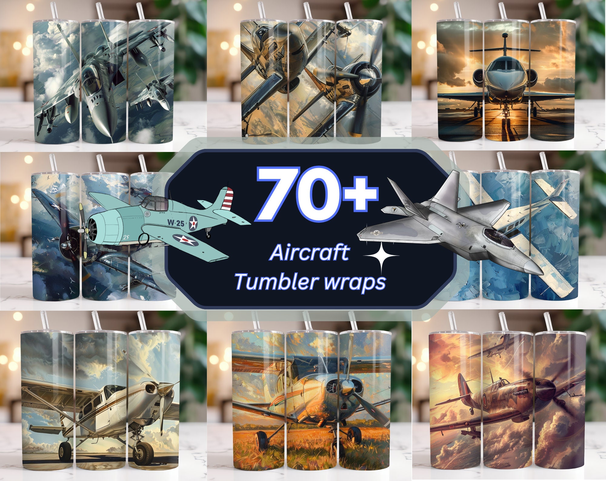 Airplane Tumbler Wrap Pilot 20oz Skinny Tumbler Sublimation Design ...