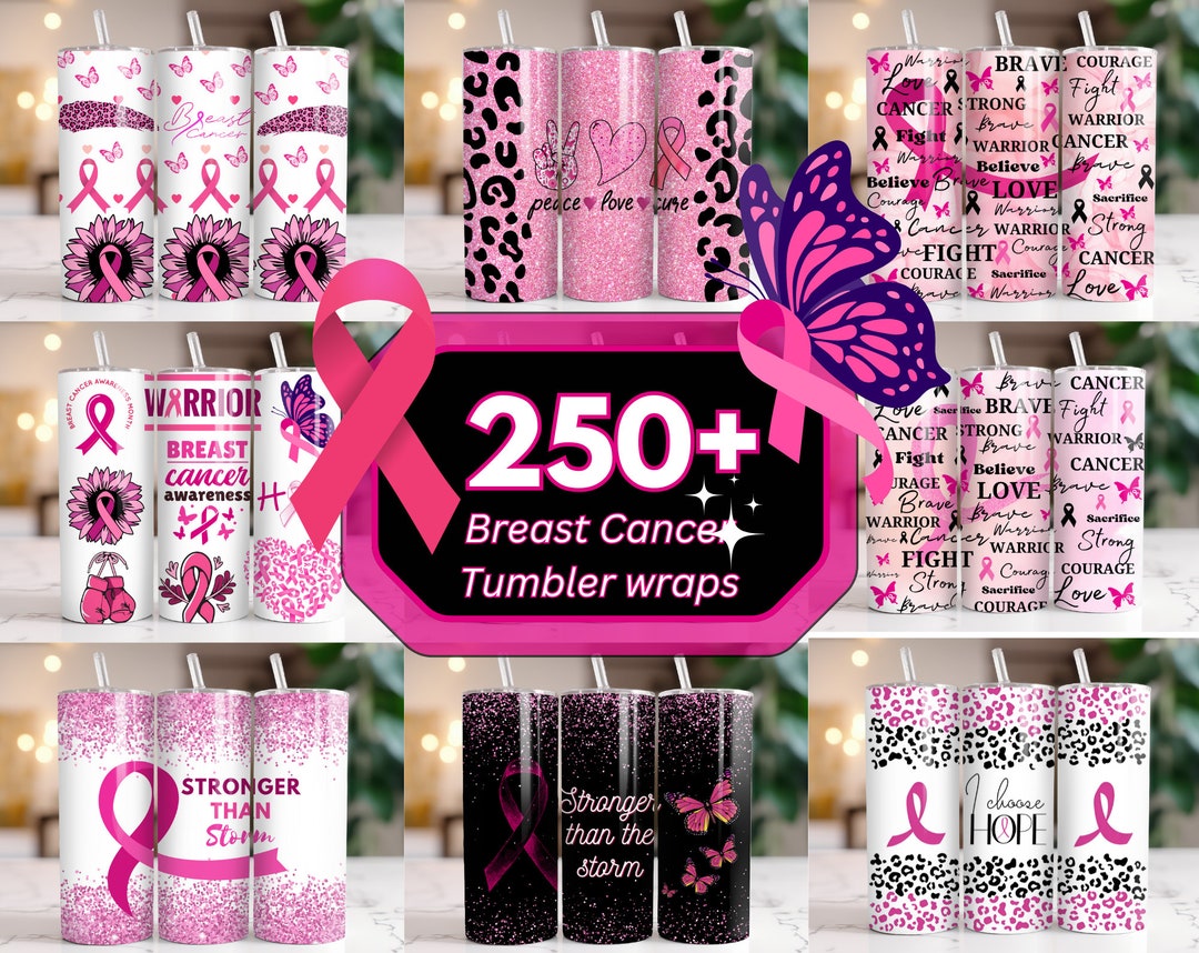 250+ Breast Cancer Tumbler Wrap Bundle 20oz Skinny Tumbler Sublimation ...