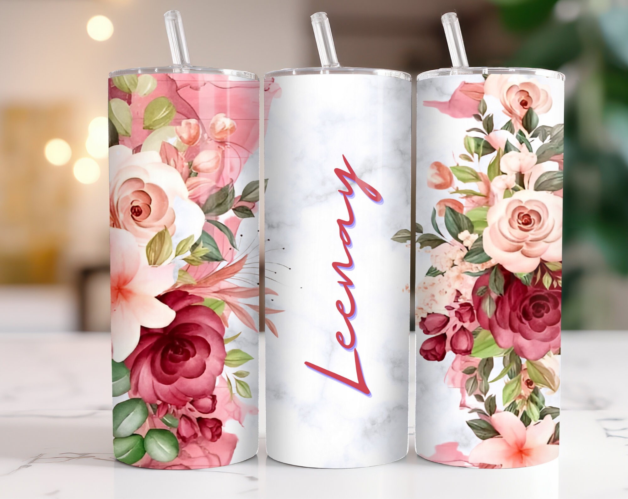 370 Add Your Own Text Tumbler, Floral Add Your Name Tumbler, Floral ...