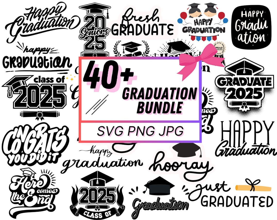 Graduation SVG Bundle, Graduation Cap, 40 PNG Graduation Certificate ...