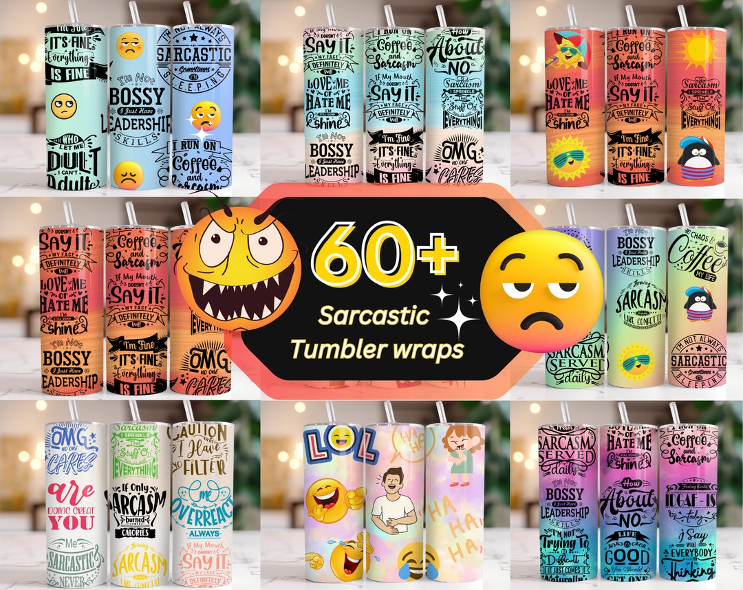 60+ Funny Tumbler Wrap Bundle Sarcastic Tumbler Wrap PNG, 20oz Skinny ...
