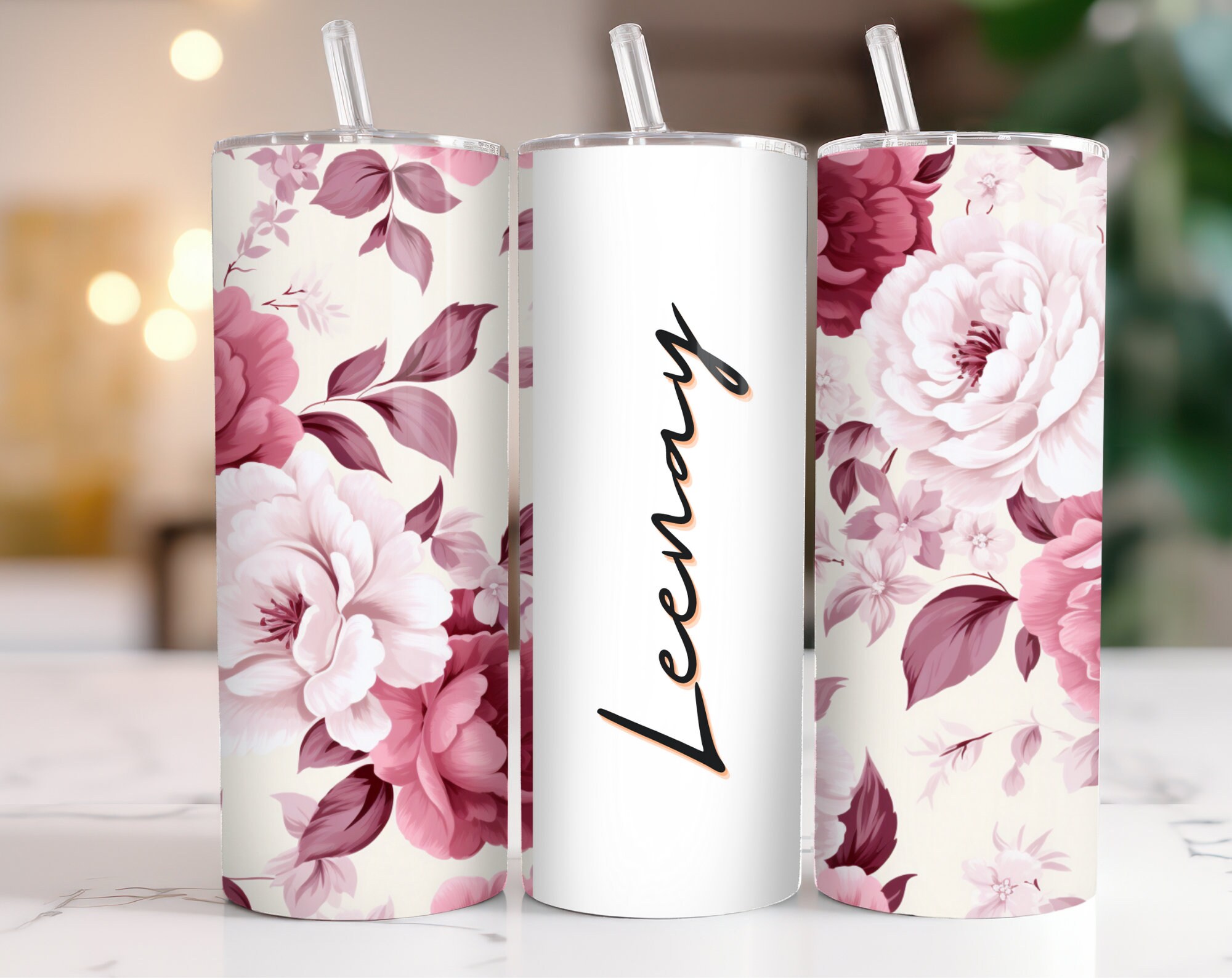 370 Add Your Own Text Tumbler, Floral Add Your Name Tumbler, Floral ...