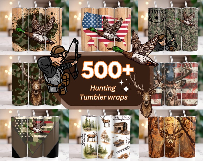 500+ Hunting Tumbler Wrap, Deer Hunting Life 20oz Skinny Tumbler ...