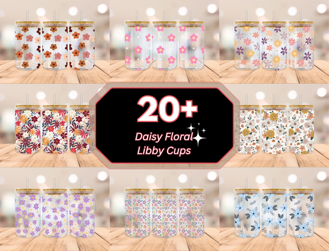 20+ Daisy Flower Libbey Glass Bundle,16oz Flowers Libbey SVG, Daisy ...