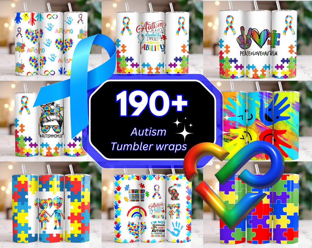 190+ Autism Tumbler, 20oz Skinny Tumbler Wrap Autism Awareness Accept ...
