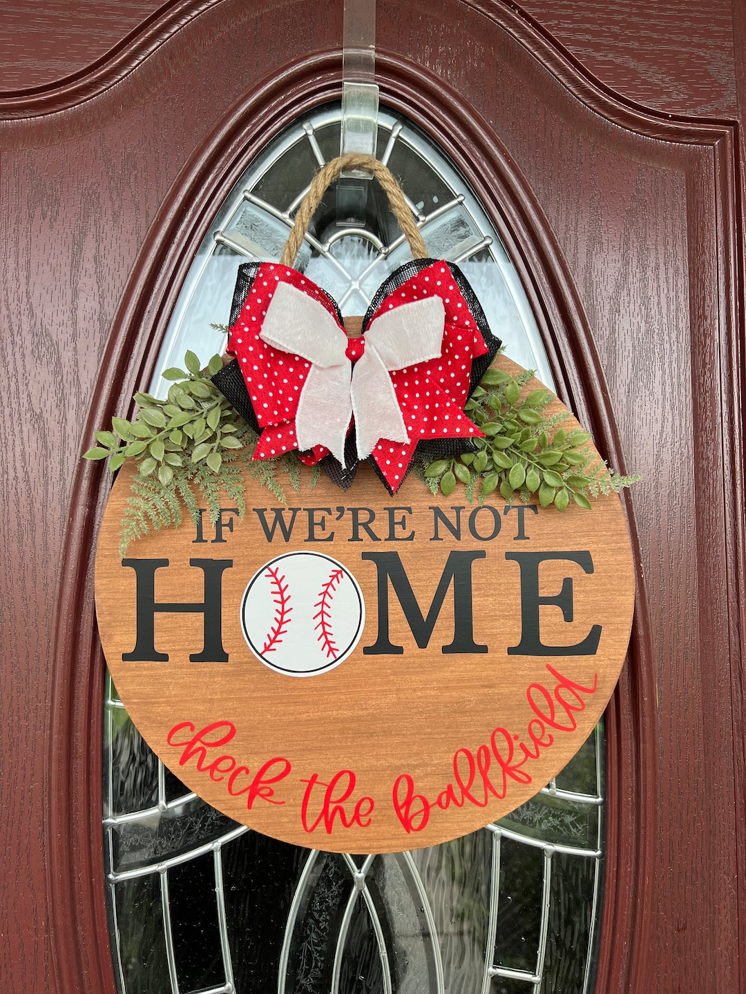 Baseball Door Hanger, Check the Ballfield Wood Round, Baseball Family ...