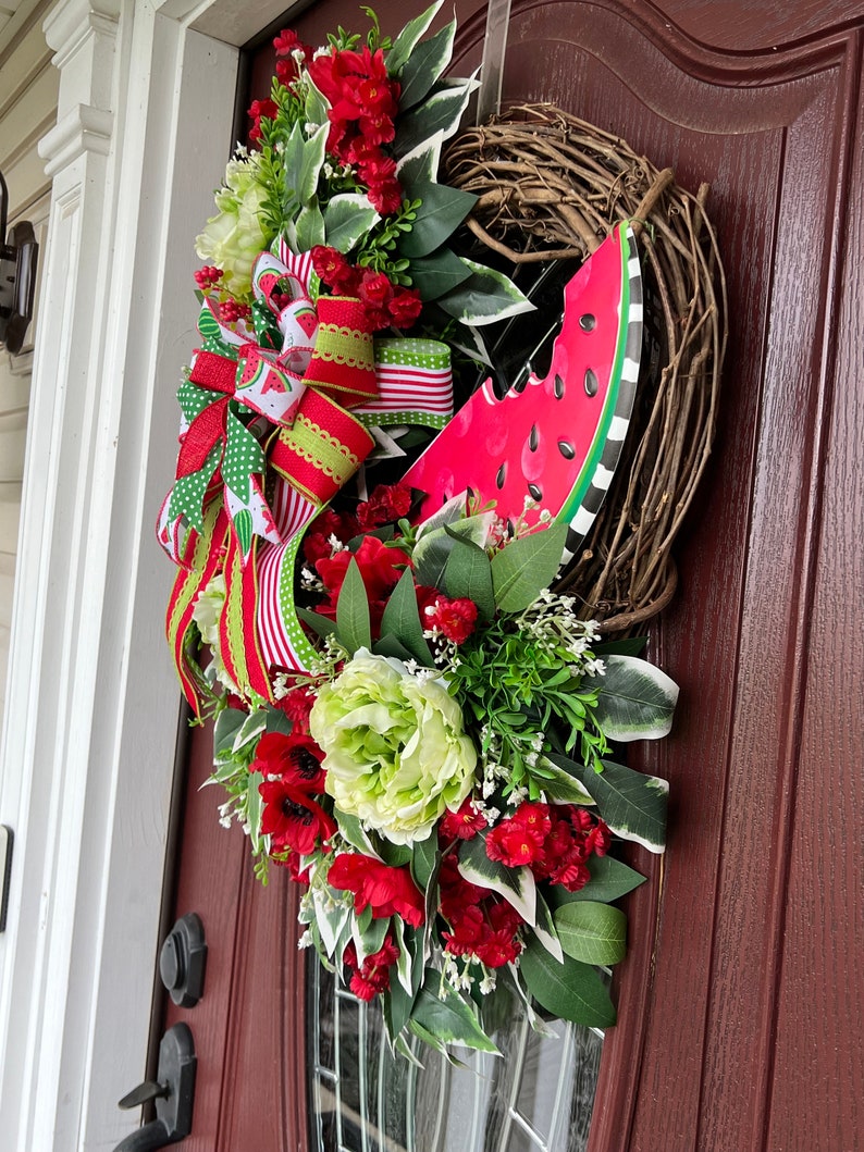 Summer Watermelon Wreath, Front Door Wreath, Summer Decor, Entryway ...