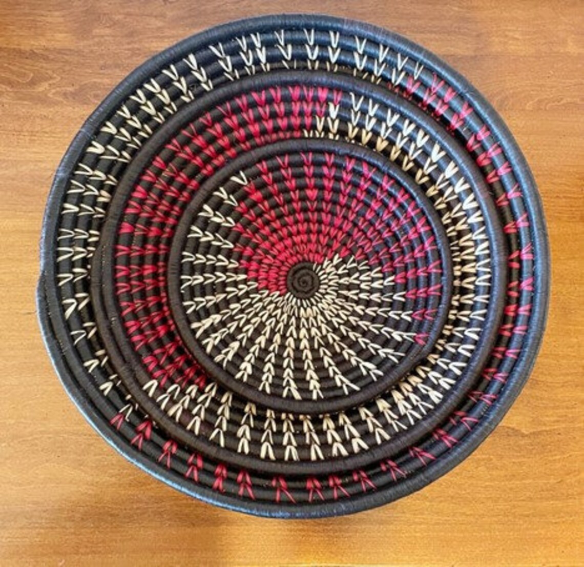Set of 3 Rwanda Baskets, Woven Bowls, Natural Sisal Fiber, Dining ...