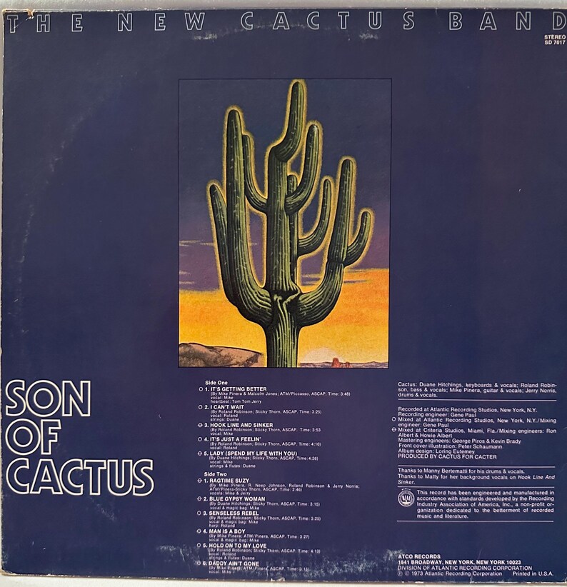 The New Cactus Band, Son of a Cactus, Vinyl Album/record, Atco Records ...