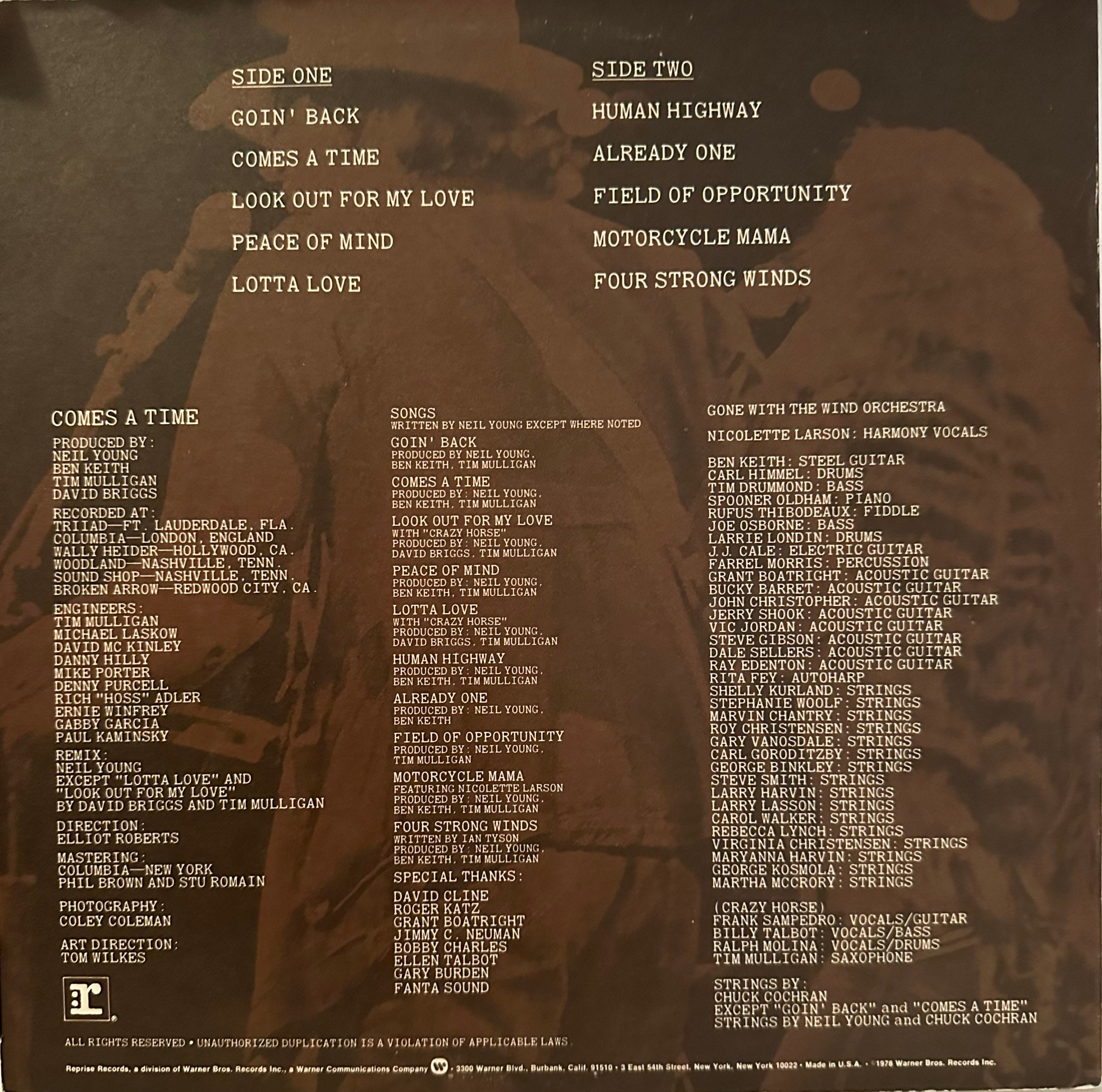 Neil Young, Comes a Time, Vinyl Record/album, MSK 2266, Warner Brothers ...