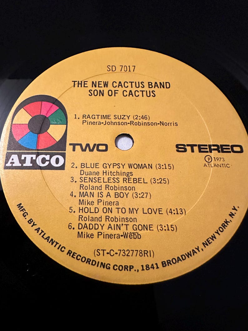 The New Cactus Band, Son of a Cactus, Vinyl Album/record, Atco Records ...
