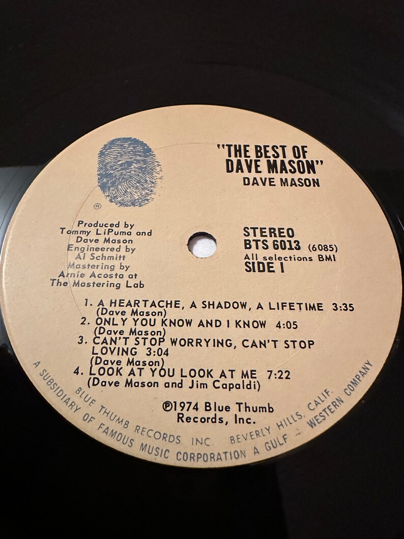 Dave Mason, Best of Dave Mason, Vinyl Record/album, BTS 6013, Blue ...