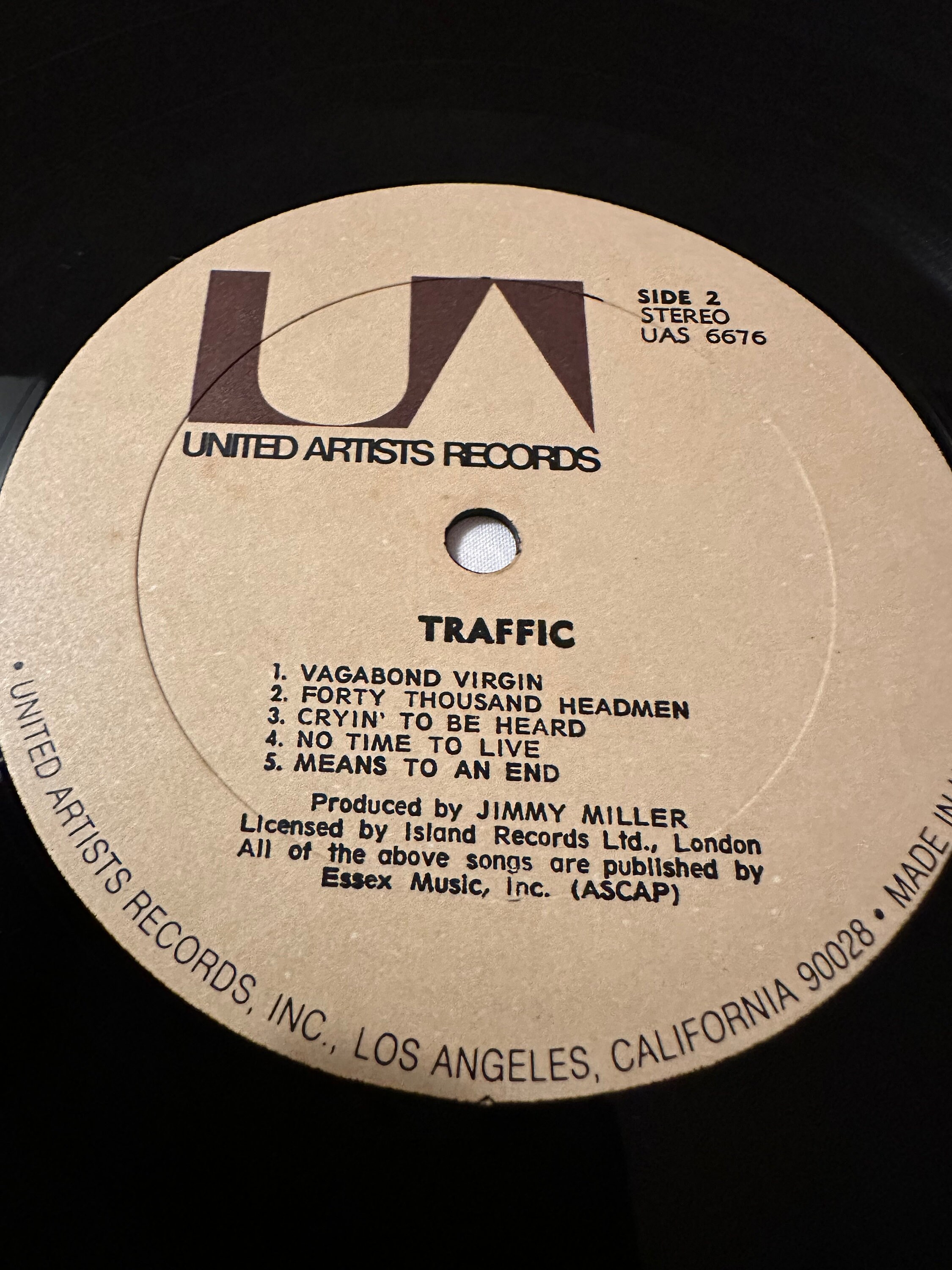 Traffic, Self Titled Vinyl Album/record, UAS 6676, United Artists 1968 ...