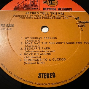 Jethro Tull, This Was, Vinyl Album/record, Warner Brothers Records ...