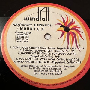 Mountain, Nantucket Sleighride, Vinyl Album/record, 5500SABW, Windfall ...