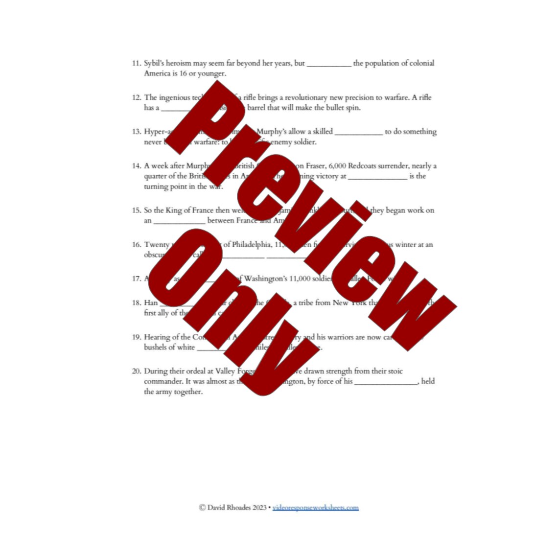The American Revolution - Episode 2 - Video Response Worksheet and Key ...